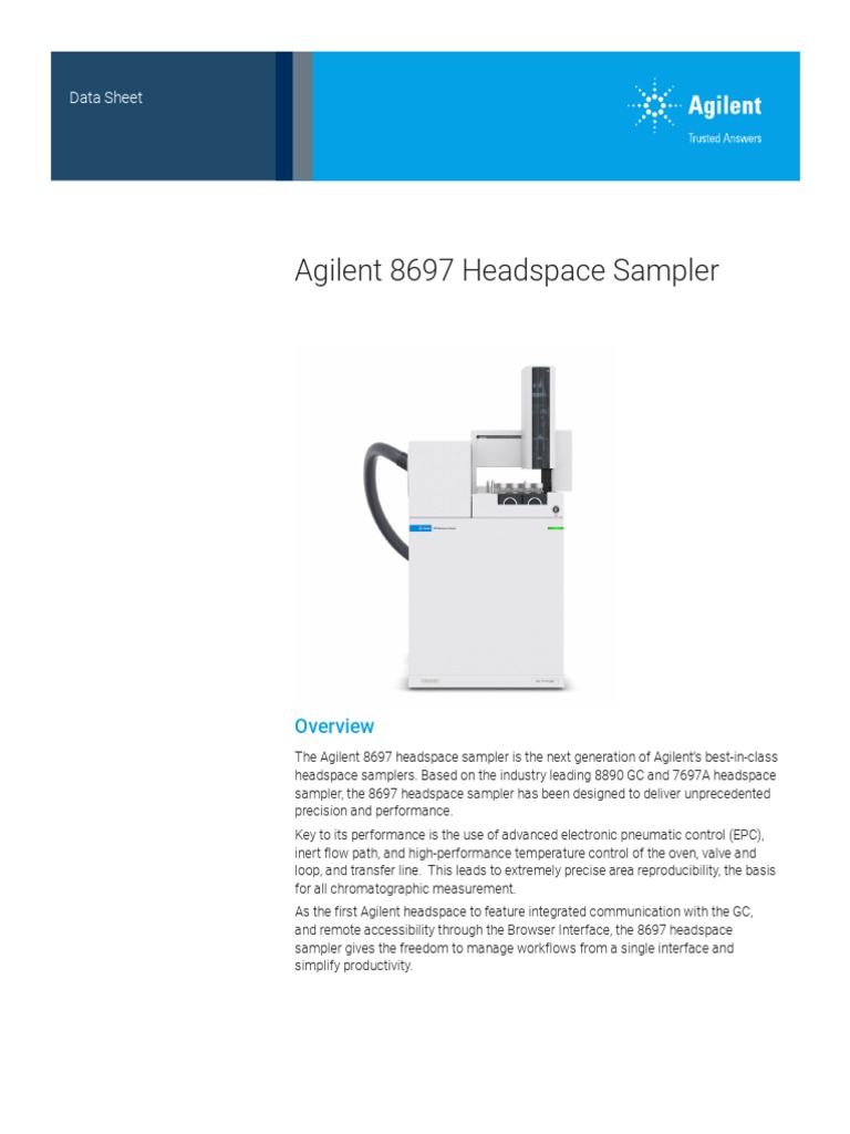 8697 Headspace Sampler Data Sheet | PDF | Gas Chromatography | Physical ...