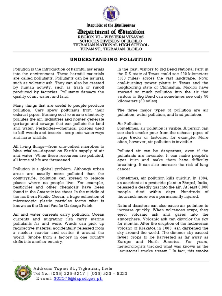 Pollution 1 | PDF | Climate Change | Atmosphere Of Earth