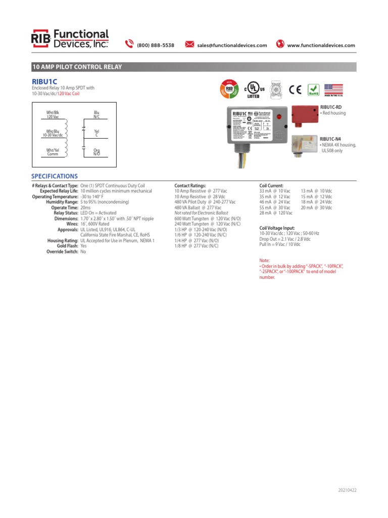 RIBU1C | PDF | Relay | Alternating Current