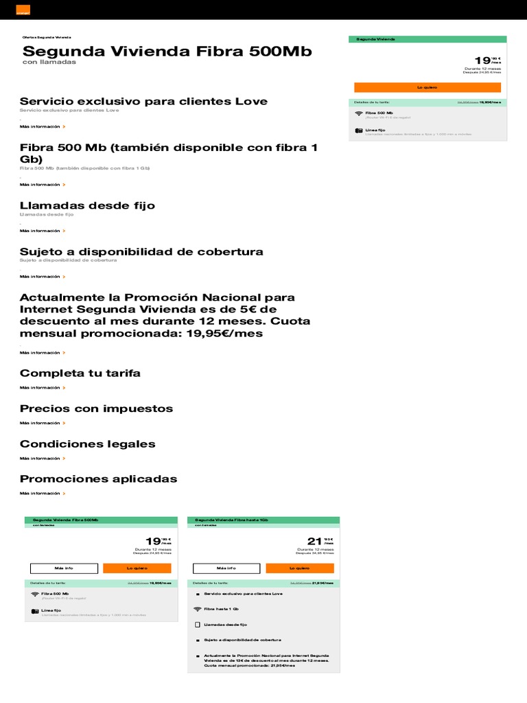 Línea Adicional Fijo Fibra 1 GB - Tienda Orange | PDF | Industrias de ...