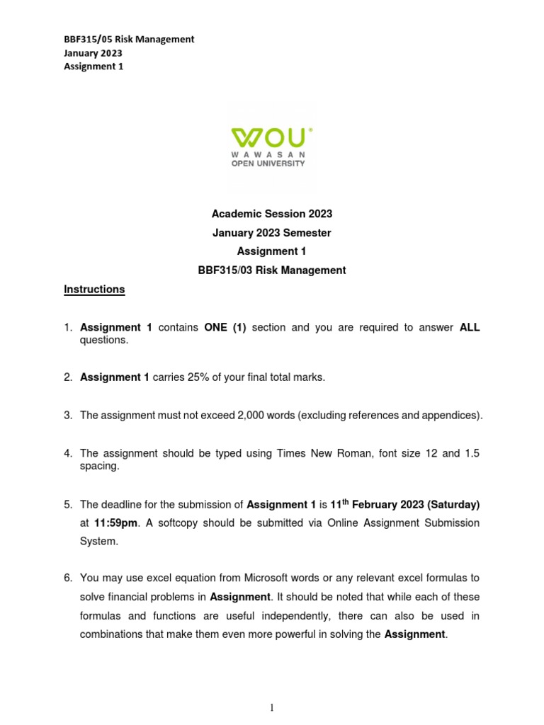 Risk Management Ass 1 | PDF | Citation | Apa Style