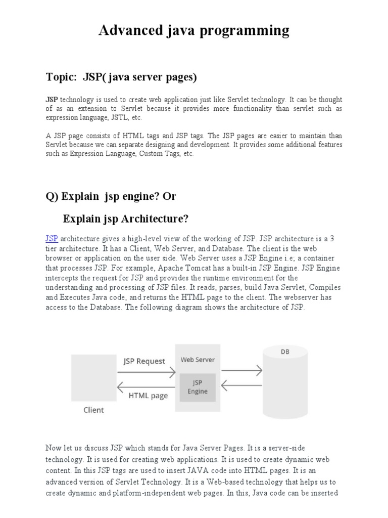 JSP in Java II Unit | PDF | World Wide Web | Internet & Web JSP in Java II Unit | PDF | World Wide Web | Internet & Web