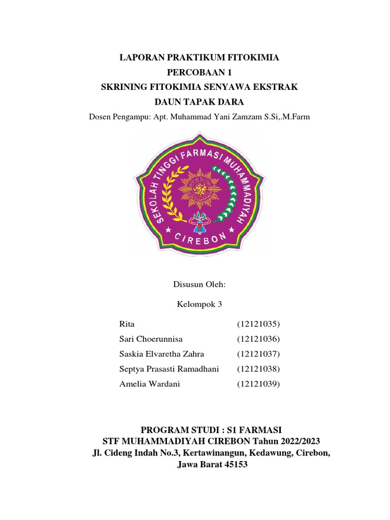 Skirining Fitokimia Daun Tapak Dara | PDF