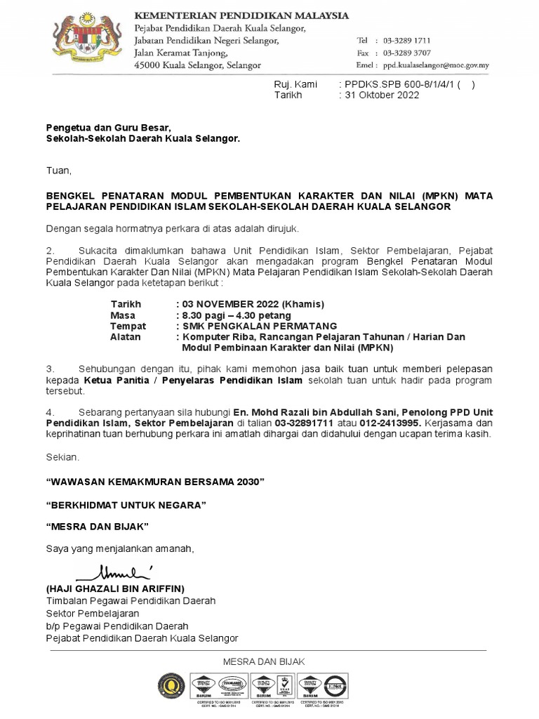 Bengkel Penataran MPKN Daerah Kuala Selangor | PDF