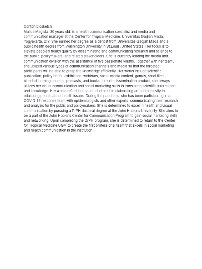 Contoh Biosketch | PDF