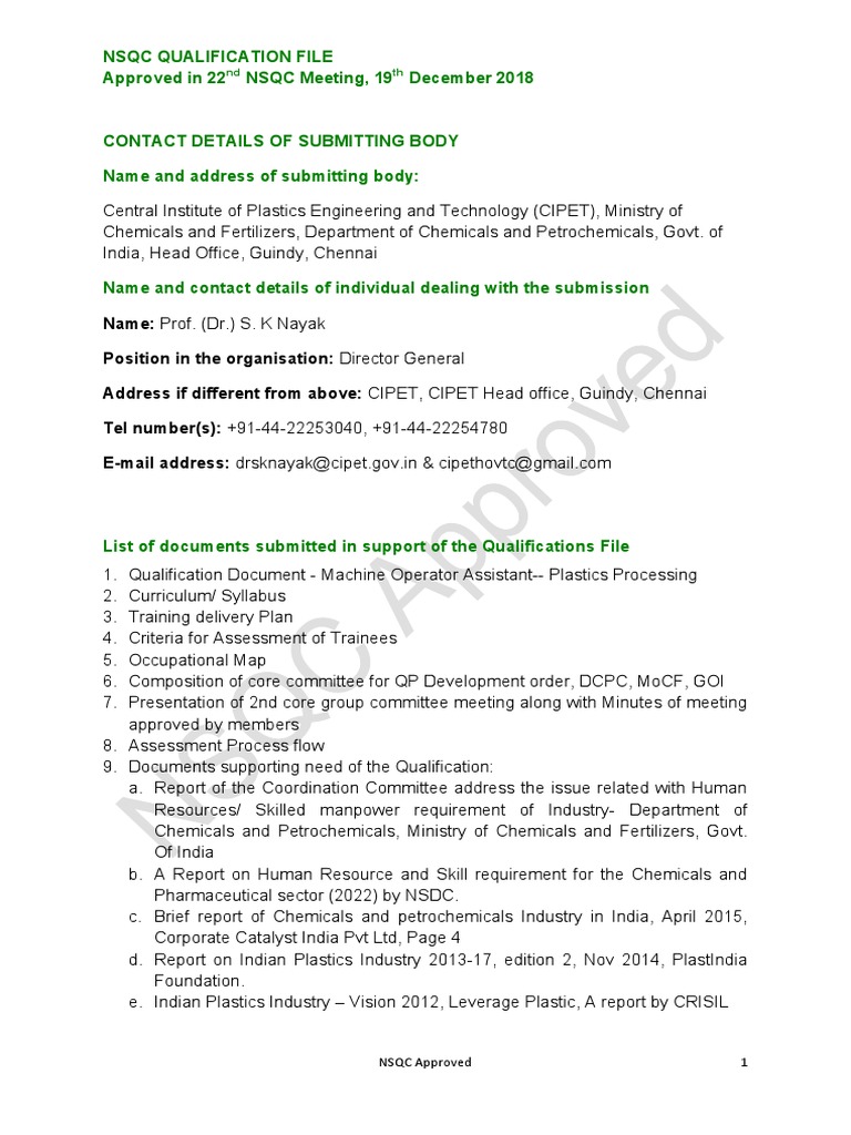 Machine Operator Assistant-Plastic Processing - 1 | Download Free PDF ...