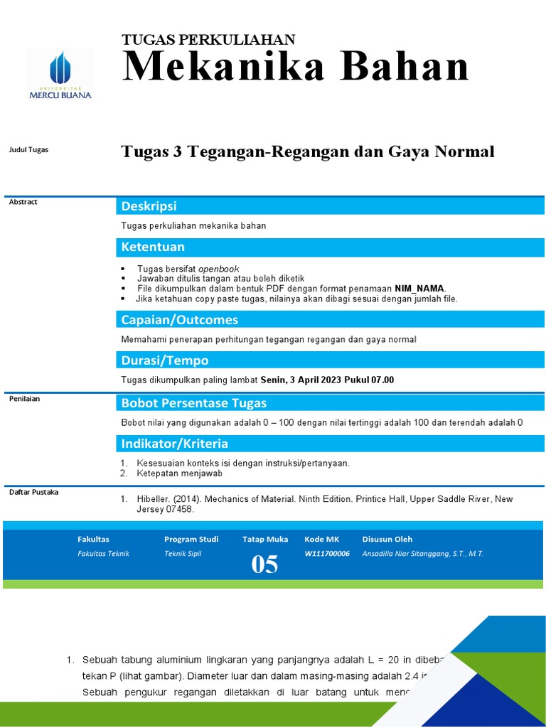 Penerapan Perhitungan Tegangan Regangan Normal | PDF