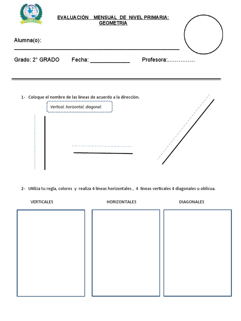Evaluación mensual de geometría de segundo grado | PDF