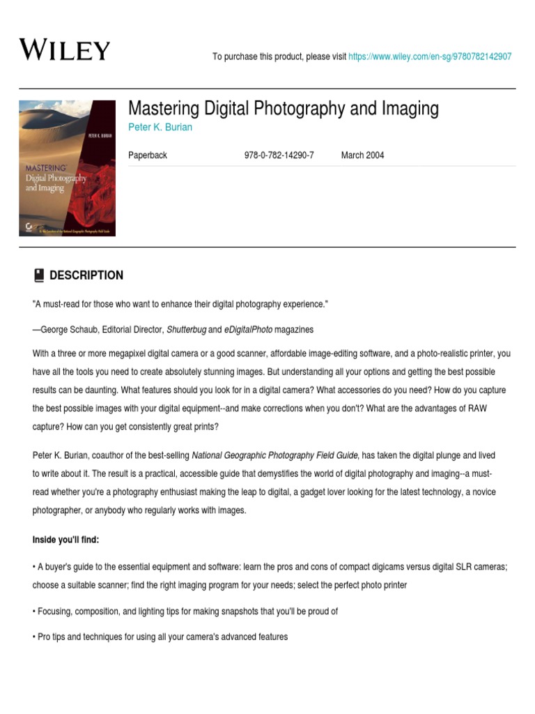 Wiley - Mastering Digital Photography and Imaging - 978-0-782-14290-7 ...