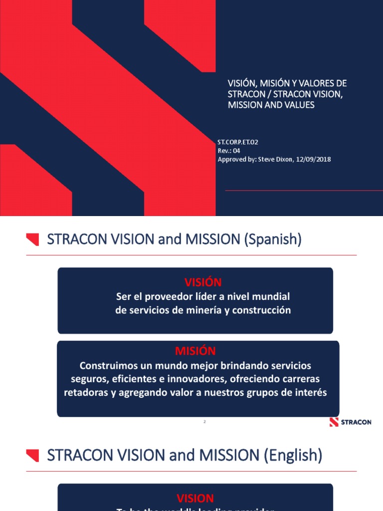 Visión, Misión y Valores de STRACON | PDF | Negocios