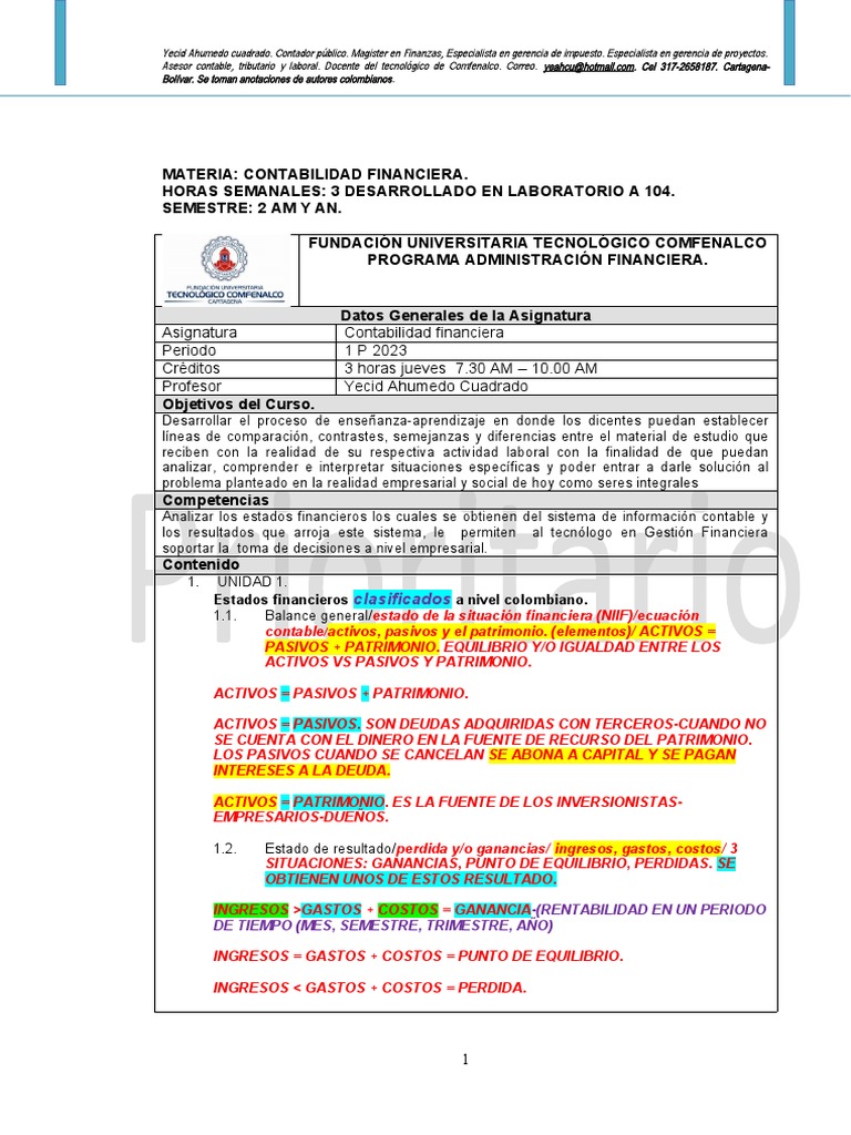 Modulo Contabilidad Financiera 2023 | PDF | Contabilidad | Estado ...