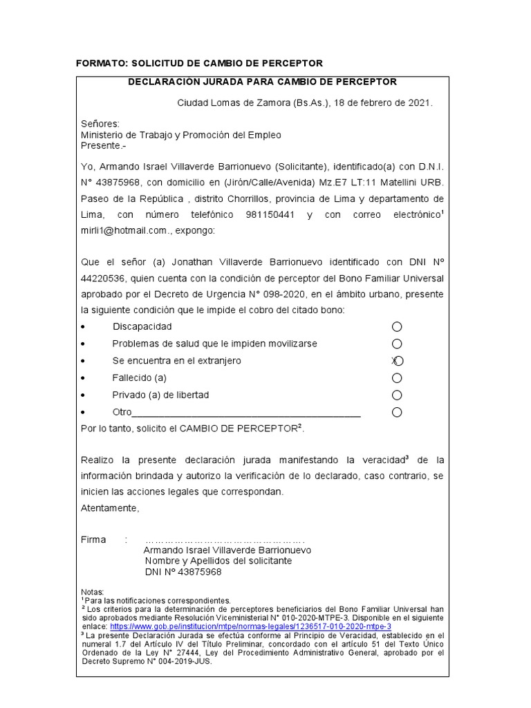 Formato Perceptor | PDF | Justicia | Crimen y violencia