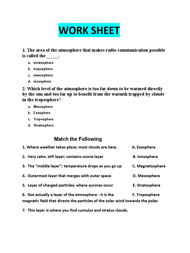 WORK SHEET - Grade 7 | PDF