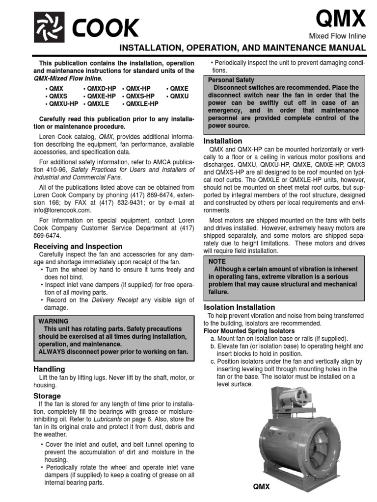 Installation, Operation, and Maintenance Manual for Loren Cook Company ...
