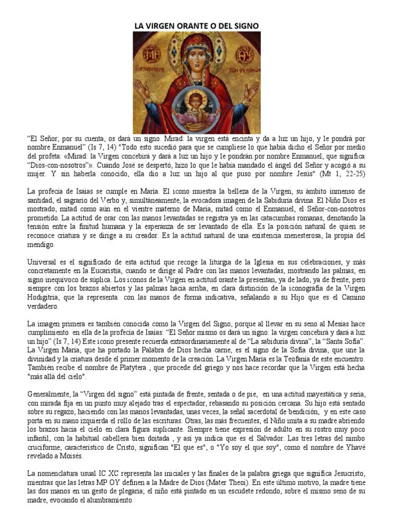 La Virgen Orante y su Significado | PDF | María, madre de Jesús | Icono
