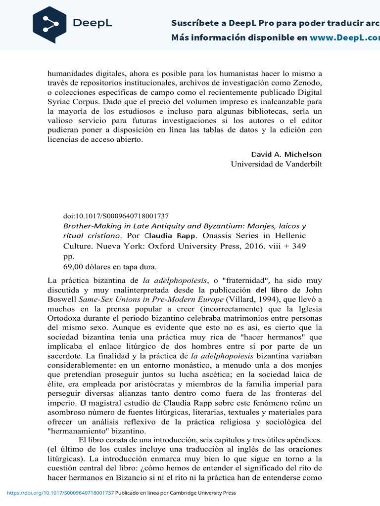 Brother-Making in Late Antiquity and Byzantium: Monjes, Laicos y Ritual ...