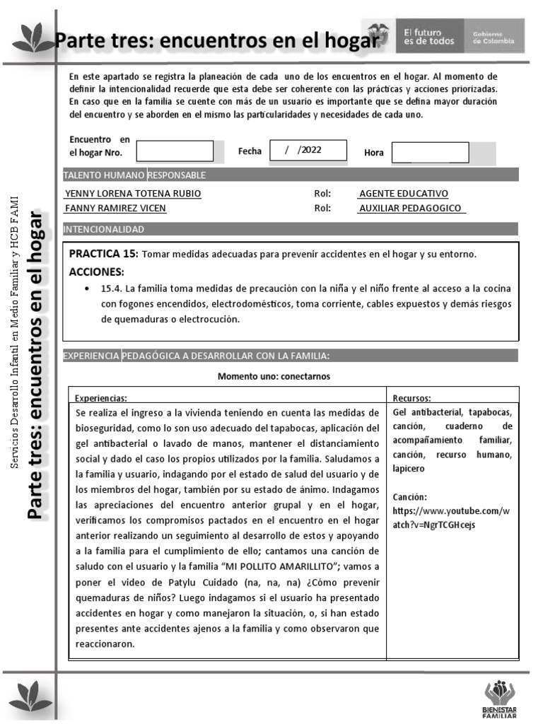 Encuentros en El Hogar Practica 15.4 Quemadura Electrocucion | PDF | Desarrollo infantil
