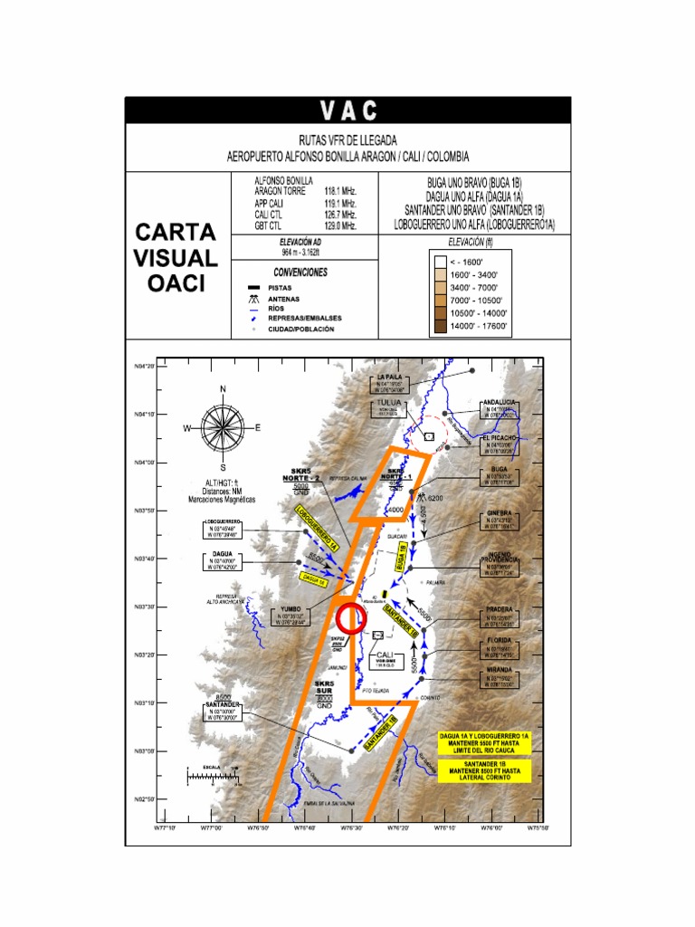 RUTAS VFR DE LLEGADA AL AEROPUERTO ALFONSO BONILLA ARAGON EN CALI ...