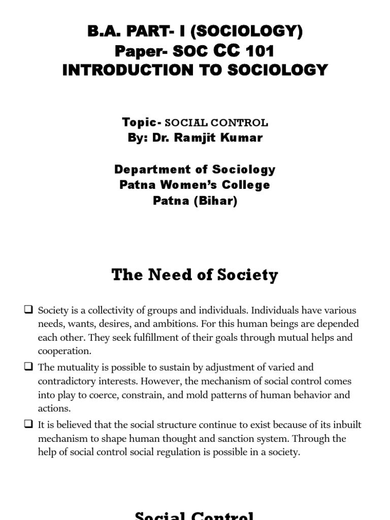 Social Control | PDF | Socialization | Institution