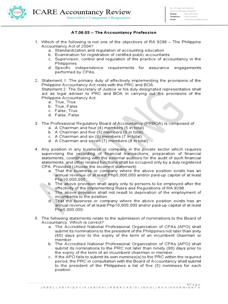 AT.06.03 - The Accountancy Profession | PDF | Certified Public ...