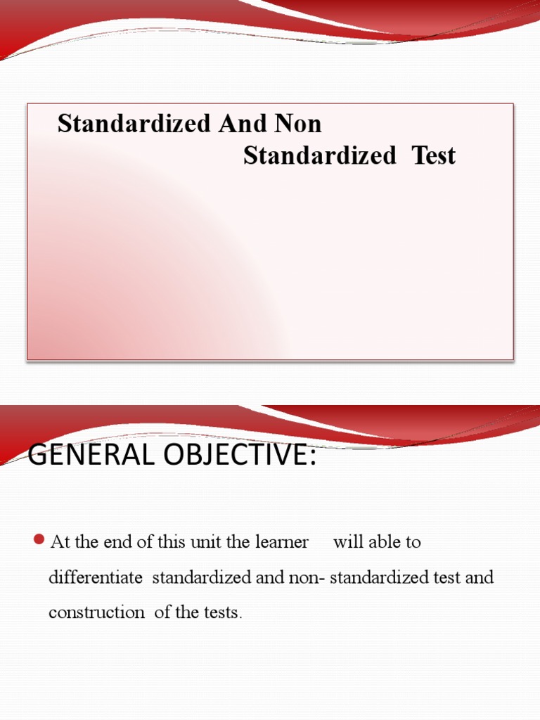 Standardized and Non Standardized Test | PDF | Validity (Statistics ...