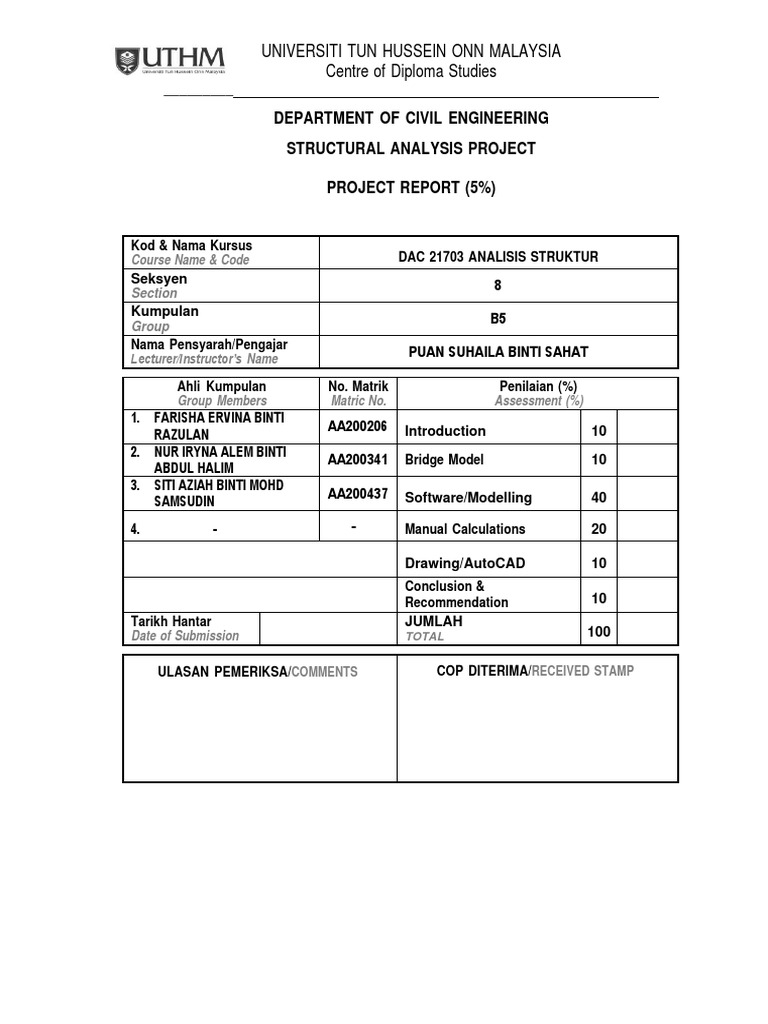 Bridge Project Report - B5 | PDF | Bridge | Beam (Structure)