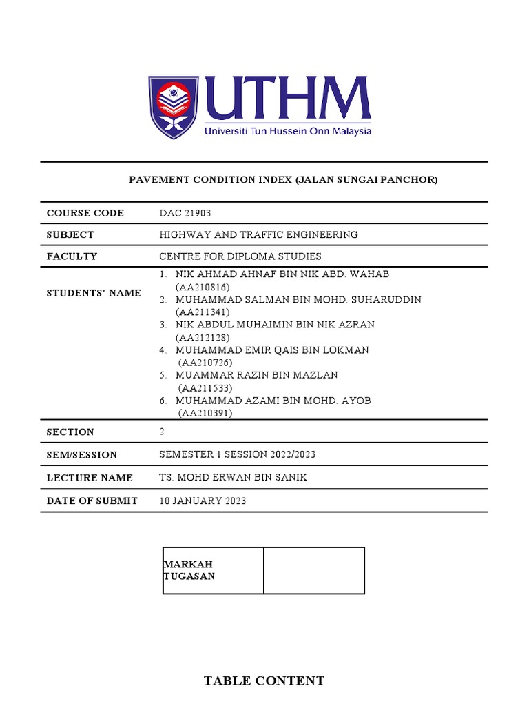 Report PCI | PDF | Road | Road Traffic Safety