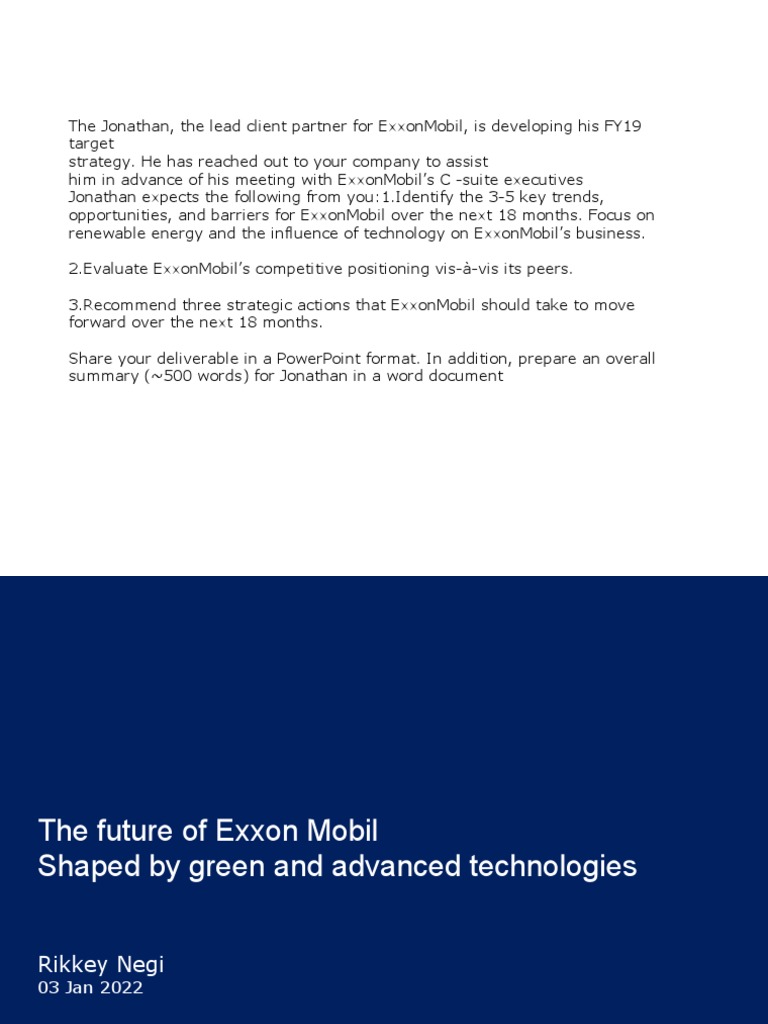 Evaluating ExxonMobil's Strategic Positioning and Recommendations to ...