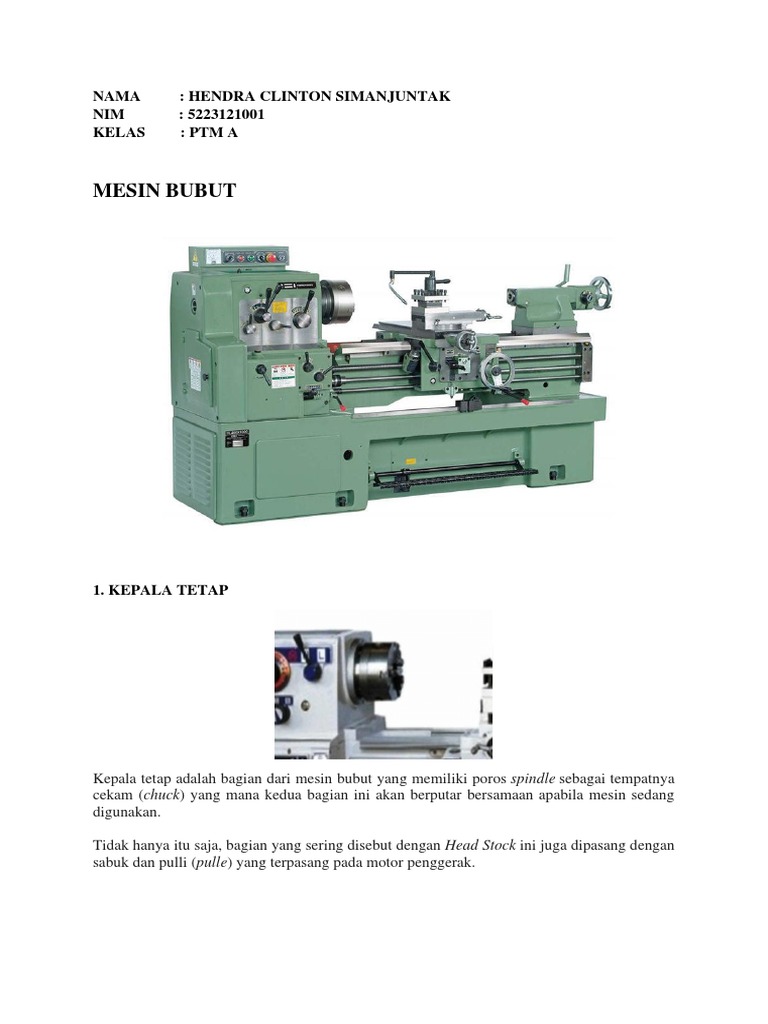 Mesin Bubut Keterangan | PDF