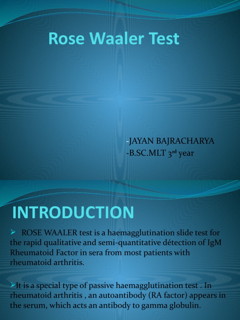Rose Waaler Test: Jayan Bajracharya - B.SC - MLT 3 Year | PDF ...