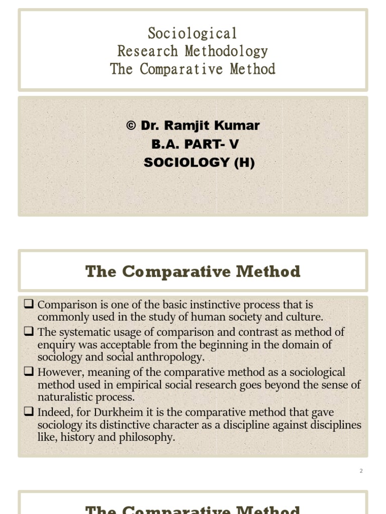 The Comparative Method | PDF | Sociology | Émile Durkheim