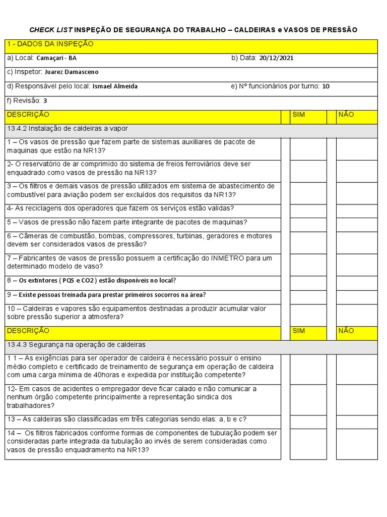 Modelo de Chek List | PDF