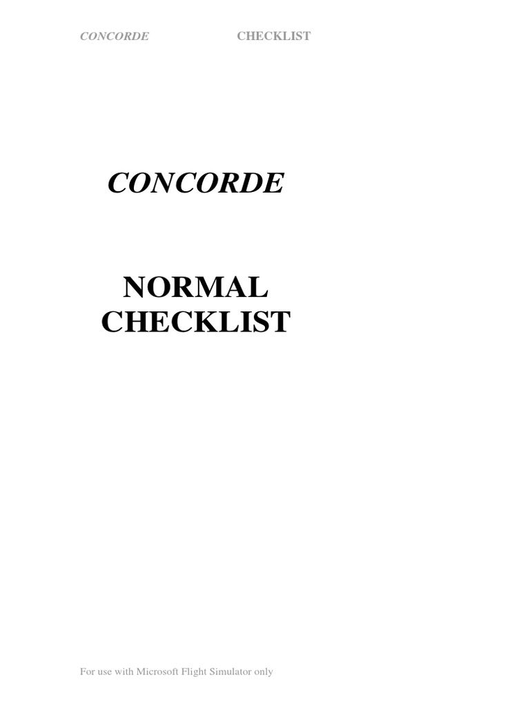 Concorde Normal Checklist | PDF | Throttle | Vehicles