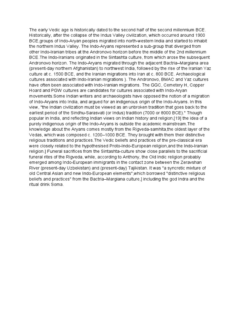 Vedic Age Pdf Indo Aryan Peoples