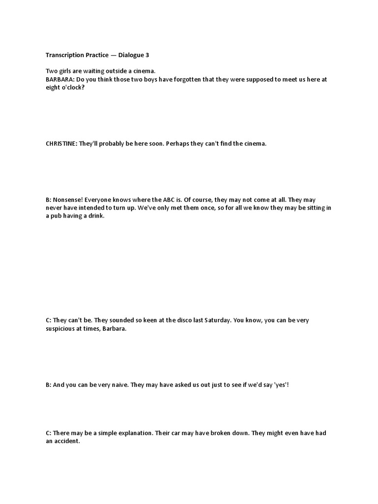 Transcription Practice - Dialogue 3 | PDF