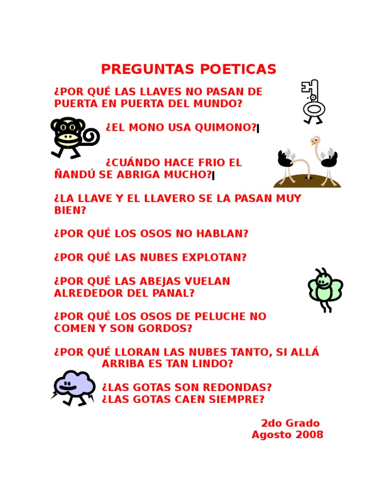 Preguntas Poéticas para Niños | PDF