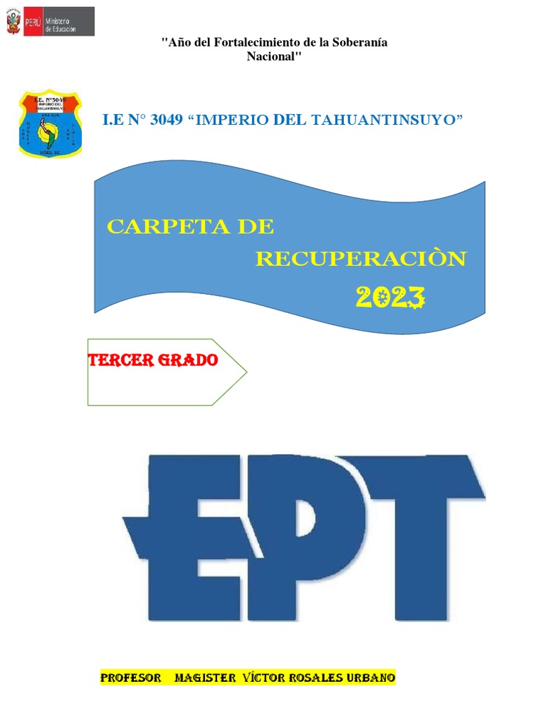 CARPETA DE RECUPERACION-EPT-3ros | Descargar gratis PDF | Iniciativa empresarial | Evaluación