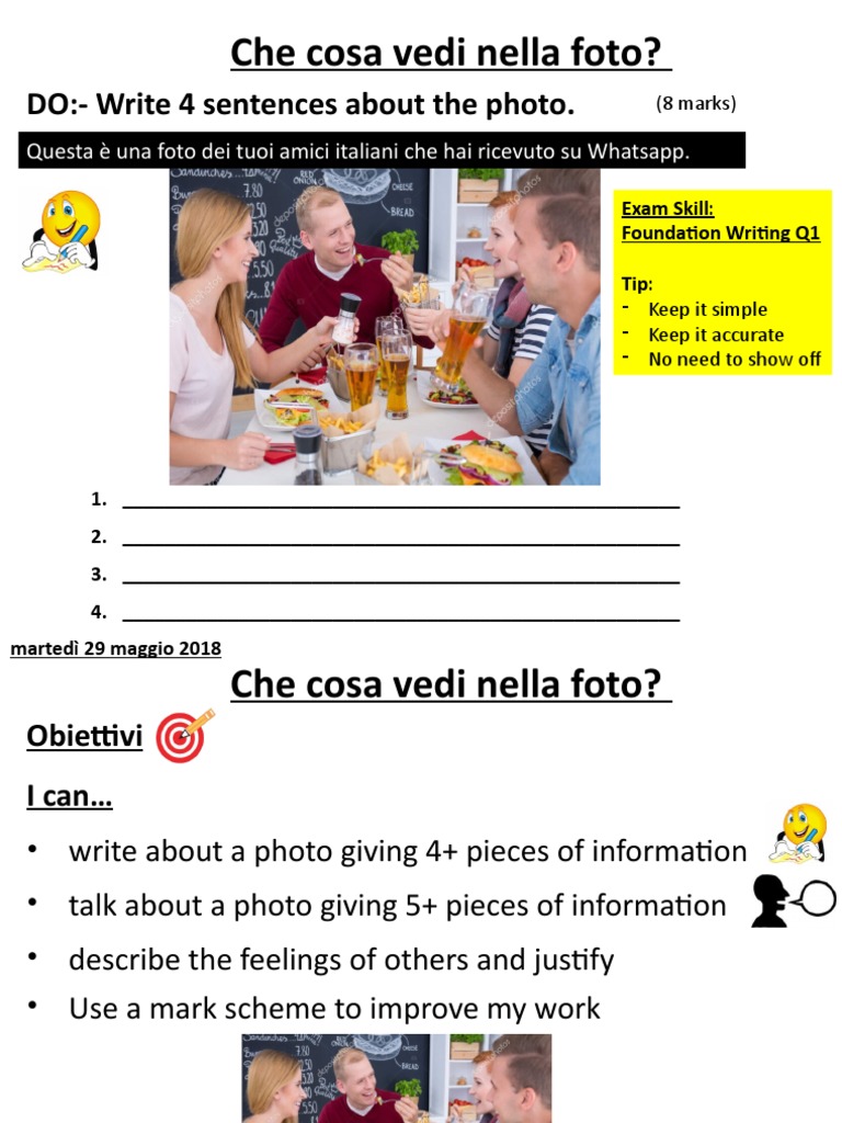 Ultimate Photo Card Speaking and Writing ITALIAN GCSE New | PDF