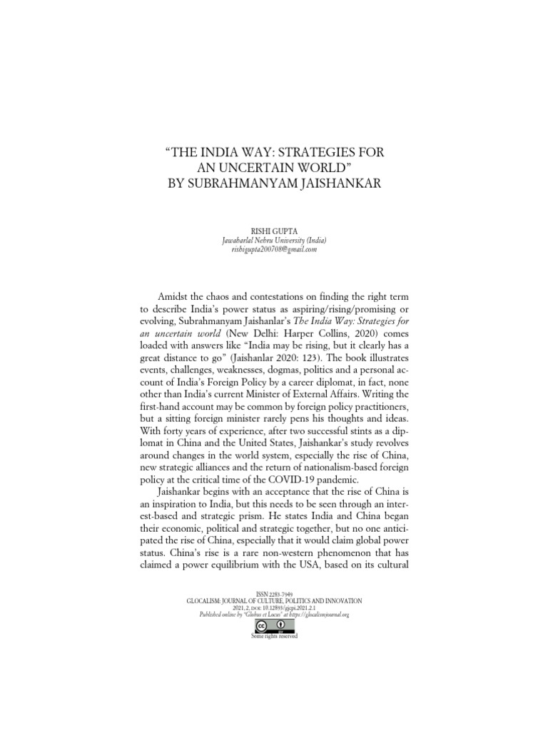 "The India Way: Strategies For An Uncertain World" by Subrahmanyam ...