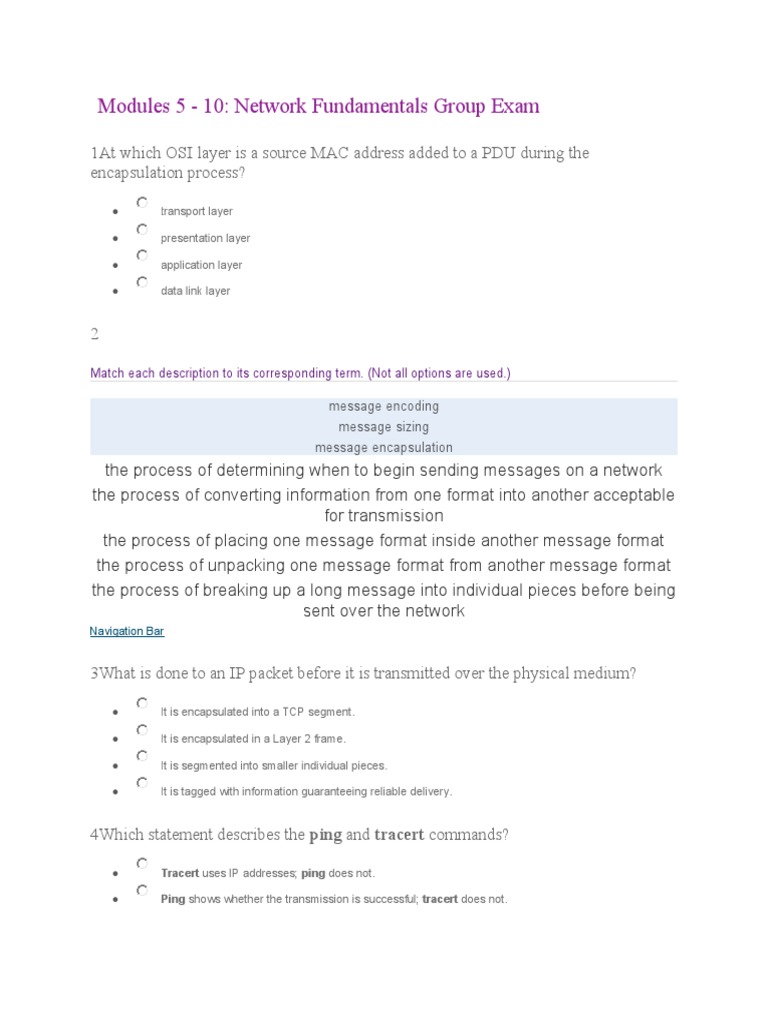 Modules 5 Exam | PDF | Transmission Control Protocol | Cyberspace