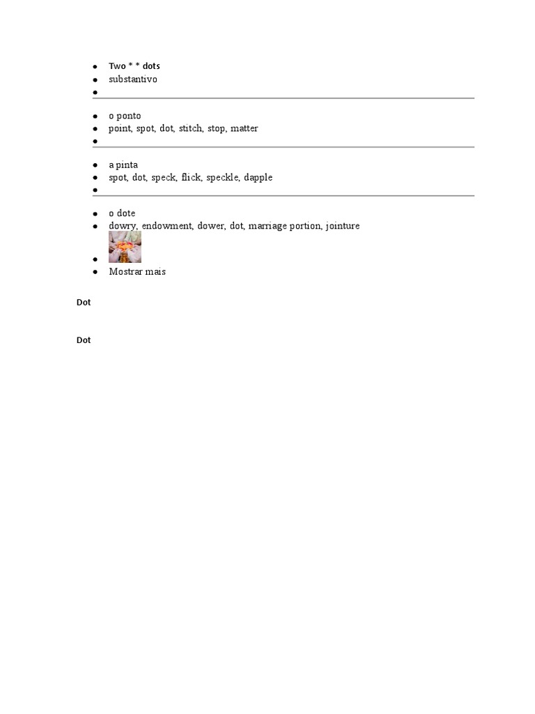 Portuguese Dot Definitions and Translations | PDF