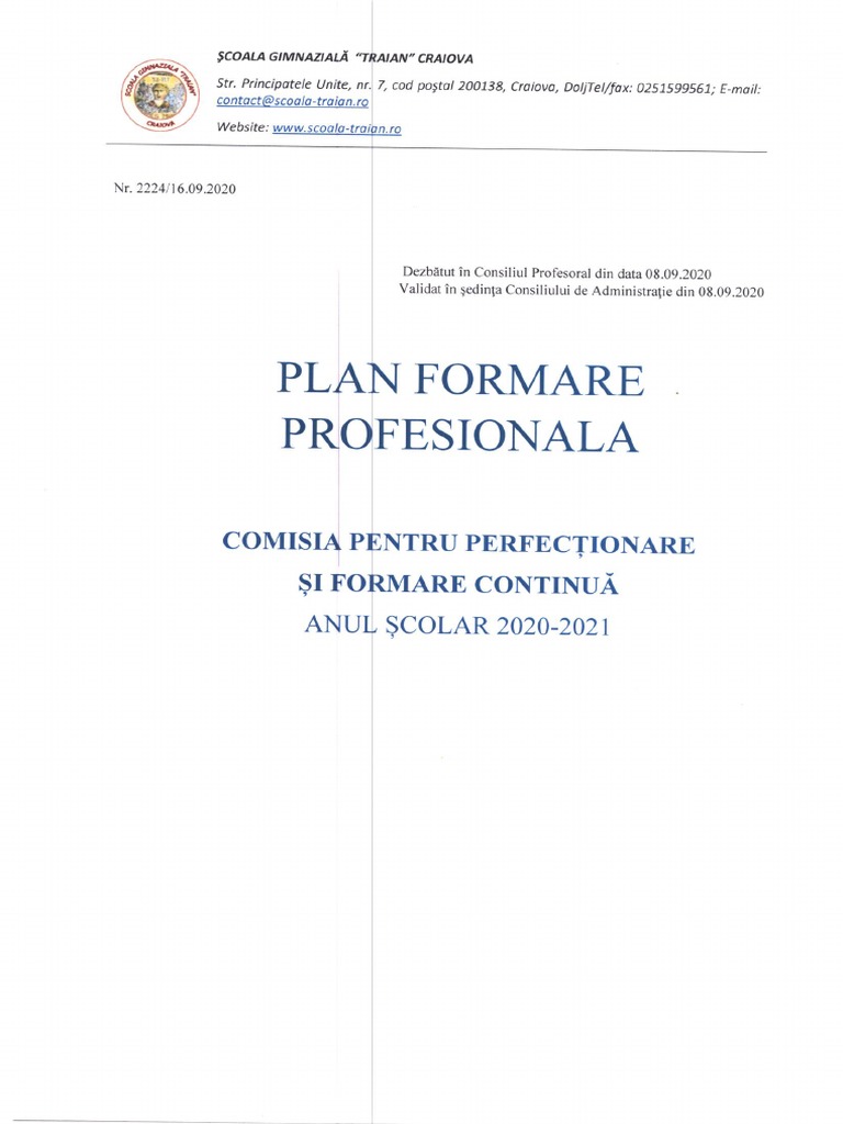 Plan Formare Profesionala 2020 | PDF