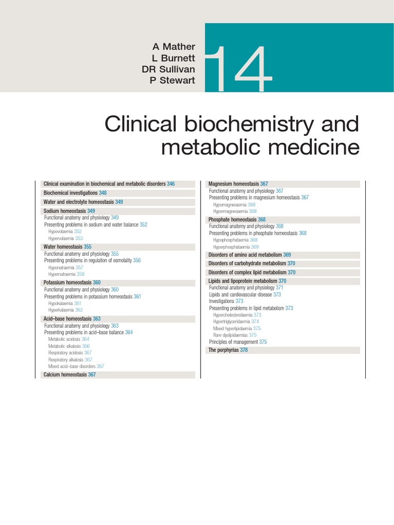 Clinical Biochemistry and Metabolic Medicine: A Mather L Burnett DR ...