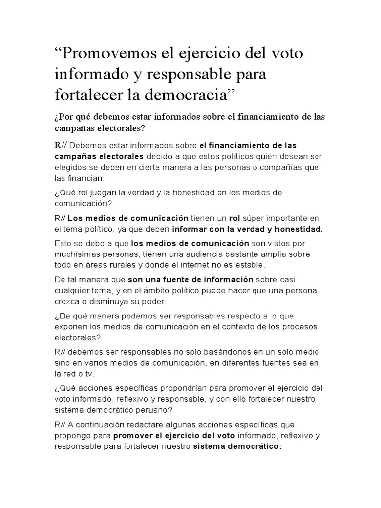 Voto Informado y Medios en Elecciones | PDF