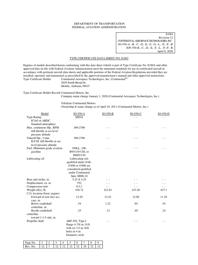 Continental Aerospace Technologies, Inc | PDF | Horsepower | Gasoline