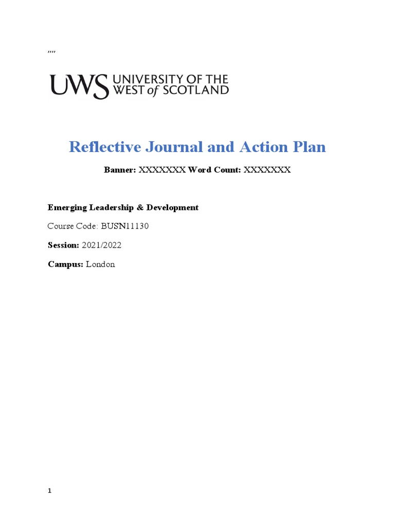 Assessment 1, Reflective Journal Template | PDF | Plagiarism | Leadership