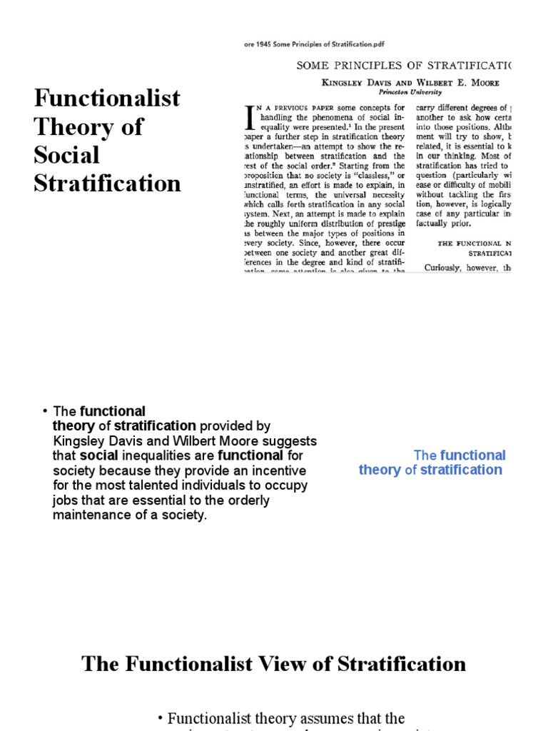 Davis-Moore Functionalist Stratification Theory | PDF | Social ...