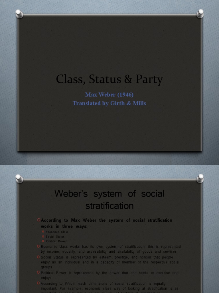 Weberian Theory of Stratification | PDF | Social Status | Social ...