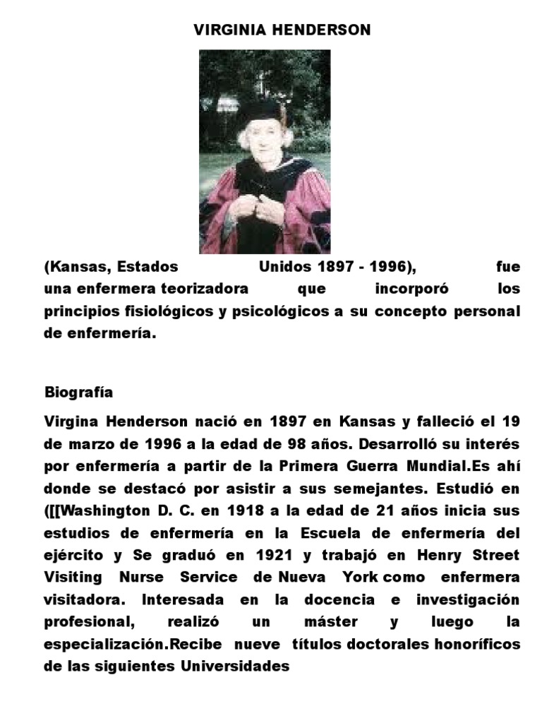 Virginia Henderson | PDF | Cuidado de la salud