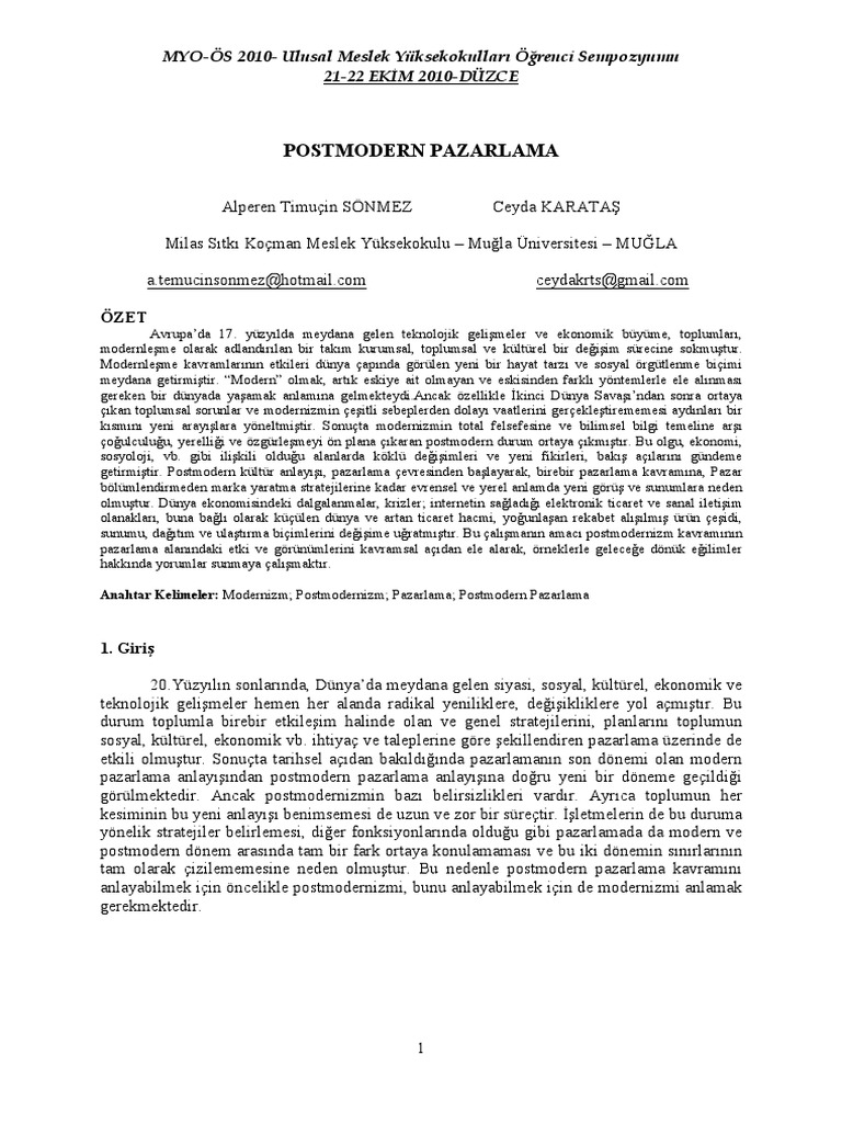 Postmodern Pazarlama | PDF